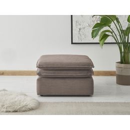 Hocker Home Affaire "PIAGGE", braun (hellbraun), Webvelours, Hocker, Hocker, Hochwertiger Cord, passend zum Sessel