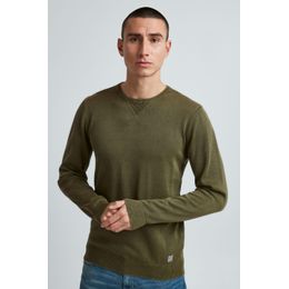 Rundhalspullover Blend "BHPullover", Herren, Gr. L, grün (olive night), Feinstrick, 100% Baumwolle, unifarben, regular fit normal, Rundhals, eng, Pullover, Stilvoller Feinstrick-Pullover mit Rundhalsausschnitt