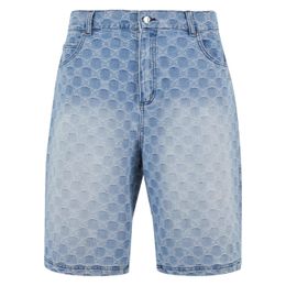 Cargoshorts PEQUS "PEQUS PEQUS Aether Monogram Denim Jorts", Herren, Gr. 30, Normalgr&ouml;&szlig;en, blau washed, 100% Baumwolle, relaxed fit, Hosen