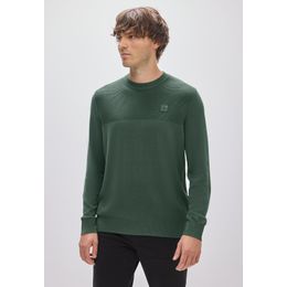 Rundhalspullover Street One MEN, Herren, Gr. S (38), soft olive grün, Web, 100% Baumwolle, unifarben, normal normal, Rundhals, Rippbündchen, Pullover, aus reiner Baumwolle