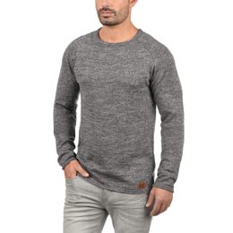 Strickpullover Blend "BHDan", Herren, Gr. S, pewter mix, Feinstrick, 50% Baumwolle, 50% Polyacryl, meliert, regular fit, Rundhals, Raglan&auml;rmel, Pullover Strickpullover, Stilvoller Strickpullover mit aufgerollten S&auml;umen