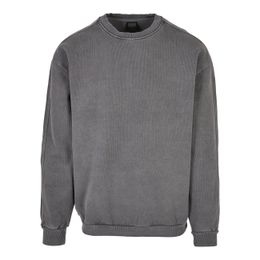 Rundhalspullover Urban Classics "Urban Classics Herren Heavy Terry Garment Dye Crew", Herren, Gr. L, schwarzshadow, 100% Baumwolle, unifarben, oversize, Rundhals, Pullover Rundhalspullover