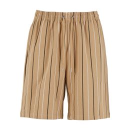 Sweatshorts Urban Classics "Urban Classics Printed Pinstripe Shorts", Herren, Gr. XXL, US-Gr&ouml;&szlig;en, unionbeige, wei&szlig;, schwarz, 100% Baumwolle, gestreift, normal, Hosen Sweatshorts
