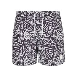Badeshorts Urban Classics "Urban Classics Herren Pattern Swim Shorts", Herren, Gr. M, US-Gr&ouml;&szlig;en, signs aop, 100% Polyester, Badehosen Badeshorts