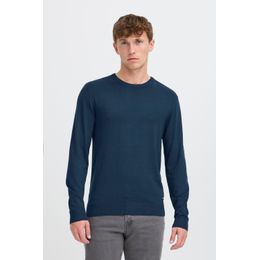 Strickpullover Blend "BHWeba", Herren, Gr. L, blau (marineblaus), Feinstrick, 78% Viskose, 22% Polyester, meliert, Basic, normal normal, Rundhals, Pullover, Stilvoller Fein-Strick Pullover