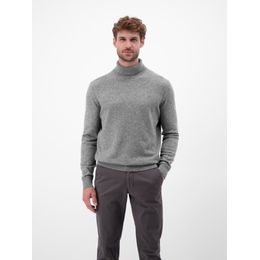 Rollkragenpullover Lerros, Herren, Gr. L, platinum grau melange, Strick, Obermaterial: 88% Schurwolle, 12% Kaschmir, meliert, regular fit normal, ohne Ausschnitt, Rippb&uuml;ndchen, Pullover Rollkragenpullover, mit Logo Stickerei