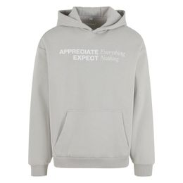 Kapuzensweatshirt "Upscale by Mister Tee Appreciate & Respect Fluffy Hoody", Herren, Gr. L, lightasphalt, 70% Baumwolle, 30% Polyester, UPSCALE BY MISTER TEE, bedruckt, Sweatshirts