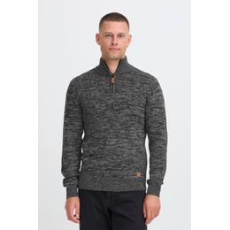 Troyer Blend "BHDanni", Herren, Gr. M, schwarz, Grobstrick, 70% Baumwolle (Recycled), 30% Polyester (Recycled), meliert, normal normal, hoch geschlossener Ausschnitt, Pullover Troyer, Klassischer Troyer mit Rei&szlig;verschluss