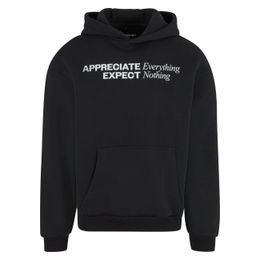 Kapuzensweatshirt "Upscale by Mister Tee Appreciate & Respect Fluffy Hoody", Herren, Gr. M, schwarz, 70% Baumwolle, 30% Polyester, UPSCALE BY MISTER TEE, bedruckt, Sweatshirts