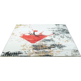 Teppich Sansibar "Rantum Beach SA-027", bunt (rot multi), B:100cm H:3mm L:200cm, Polypropylen, Teppiche, Teppich, Flachgewebe, modernes Design, In- und Outdoor geeignet