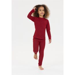 Funktionsshirt ZIGZAG "Funktionsw&auml;sche-Set Pattani", Kinder, Gr. 110, rot, 45% Wolle, 45% Polyester, 10% Elasthan, unifarben, normal, Rundhals, Shirts Funktionsshirt, mit hohem Merinowolle-Anteil
