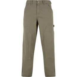 Stoffhose Urban Classics "Urban Classics Herren Twill Double Knee Pants", Herren, Gr. 30, Normalgrößen, palegrün, 100% Baumwolle, unifarben, loose fit, Hosen Stoffhose