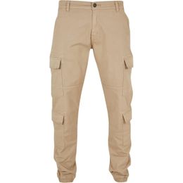 Stoffhose Urban Classics "Urban Classics Herren Double Cargo Twill Jogging Pants", Herren, Gr. 30, Normalgrößen, warmsand, 98% Baumwolle, 2% Polyester, unifarben, slim fit, Hosen Stoffhose