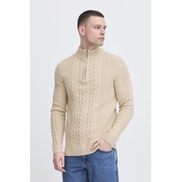 Troyer Blend "BHBASIM", Jungen, Gr. S, oyster gray, Grobstrick, 50% Baumwolle, 47% Polyacryl, 3% Nylon, Strukturmuster, Basic, normal normal, ohne Ausschnitt, Pullover Troyer, Klassischer Troyer mit Zopfmuster
