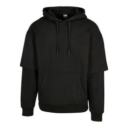 Kapuzensweatshirt Urban Classics "Urban Classics Herren Oversized Doublesleeve Hoody", Herren, Gr. L, schwarz, 65% Baumwolle, 35% Polyester, unifarben, Sweatshirts