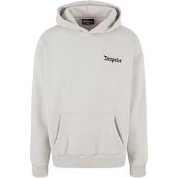 Kapuzensweatshirt DROPSIZE "Dropsize Herren Heavy Oversize Puffer Logo Backprint Hoodie", Herren, Gr. S, quitegrau, 70% Baumwolle, 30% Polyester, Sweatshirts