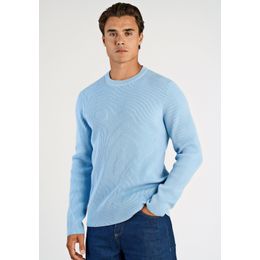 Strickpullover LINDBERGH "LINDBERGH Strickpullover", Herren, Gr. L, soft blau, Obermaterial: 80% Baumwolle, 20% Polyester, Rundhals, Pullover Strickpullover
