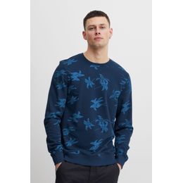 Longpullover Blend "BHSweatshirt", Herren, Gr. M, blau (marineblaus), Sweatware, 60% Baumwolle, 40% Polyester, gemustert, regular fit normal, Rundhals, eng, Pullover, Klassisches Sweatshirt mit Rundhalsausschnitt