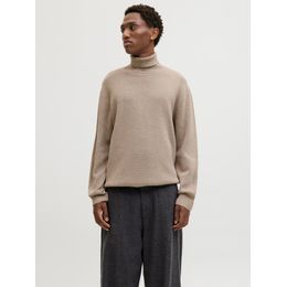 Jack & Jones Rollkragenpullover JACK & JONES "JPRBLAMILANO STITCH KNIT ROLL NECK", Herren, Gr. L, greige detail:melange, Strick, Obermaterial: 100% Baumwolle, meliert, relaxed fit normal, Rundhals, Pullover Rollkragenpullover