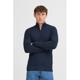 Troyer Blend "BHCASSRI", Herren, Gr. L, marineblaus, Feinstrick, 100% Polyester, meliert, Basic, normal normal, hoch geschlossener Ausschnitt, Pullover, Stilvoller Troyer mit Reißverschluss