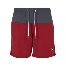 Badeshorts Urban Classics "Urban Classics Herren Block Swim Shorts", Herren, Gr. L, US-Gr&ouml;&szlig;en, brickrot, schwarzshadow, 100% Polyamid, Badehosen Badeshorts