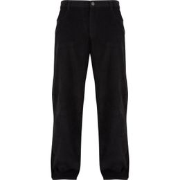 Stoffhose Urban Classics "Urban Classics Corduroy Carpenter Pants", Herren, Gr. 32, Normalgr&ouml;&szlig;en, schwarz, 100% Baumwolle, unifarben, relaxed fit, Hosen Stoffhose