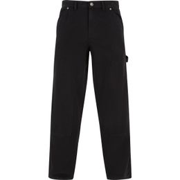 Stoffhose Urban Classics "Urban Classics Herren Twill Double Knee Pants", Herren, Gr. 30, Normalgr&ouml;&szlig;en, schwarz, 100% Baumwolle, unifarben, loose fit, Hosen Stoffhose