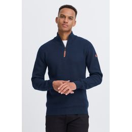 Troyer Blend "BHMFINTOS", Herren, Gr. S, marineblaus, Feinstrick, 70% Baumwolle (Recycled), 30% Polyester (Recycled), unifarben, normal normal, hoch geschlossener Ausschnitt, Pullover Troyer, Stilvoller Troyer mit Rei&szlig;verschluss