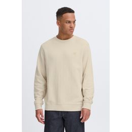 Rundhalspullover Blend "BHRYLAN Sweatshirt", Herren, Gr. L, oyster gray, Sweatware, 100% Baumwolle, Strukturmuster, Basic, normal normal, Rundhals, Pullover Rundhalspullover, Lässiger Sweatpullover mit Stickerei