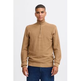 Troyer Blend "BHPullover", Herren, Gr. XL, otter, Feinstrick, 100% Baumwolle, unifarben, slim fit normal, ohne Ausschnitt, Pullover, Stilvoller Troyer mit Reißverschluss