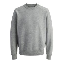 Jack & Jones Strickpullover JACK & JONES "JCOFUSION KNIT CREW NECK", Herren, Gr. M, dunkelgrau melange, Strick, Obermaterial: 88% Polyester, 12% Nylon, meliert, relaxed fit normal, Rundhals, Rippbündchen, Pullover