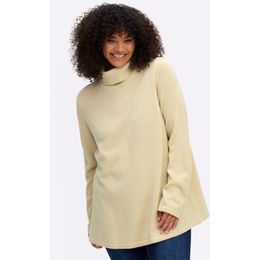 Rollkragenpullover sheego "Pullover", Damen, Gr. 52/54, braun (sand), 100% Polyacryl, unifarben, Pullover Rollkragenpullover
