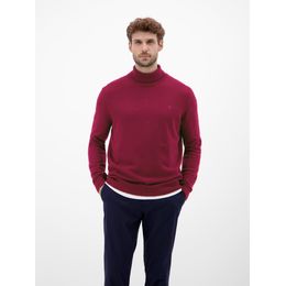 Lerros Herren Rollkragenpullovermaple rot, Gr. L, unifarben, Strick, Obermaterial: 88% Schurwolle, 12% Kaschmir, Pullover, mit Logo Stickerei