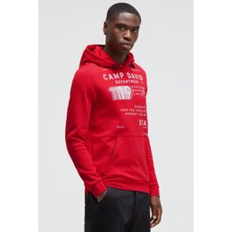 Kapuzensweatshirt CAMP DAVID, Herren, Gr. 3XL, rot, Material: 70% Baumwolle, 30% Polyester, bedruckt, regular fit, Rundhals, eingesetzt Rippb&uuml;ndchen, Sweatshirts, Kapuze mit verstellbarem Gummizug