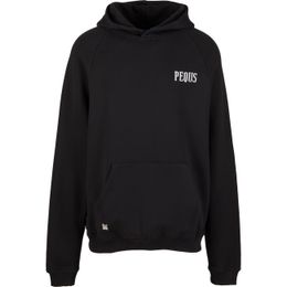 Kapuzensweatshirt PEQUS "PEQUS PEQUS Back Logo Hoodie", Herren, Gr. L, schwarz, 100% Baumwolle, bedruckt, Sweatshirts