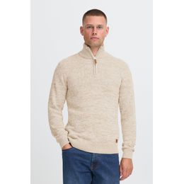 Troyer Blend "BHDanni", Jungen, Gr. M, wei&szlig; (bone wei&szlig;), Grobstrick, 70% Baumwolle (Recycled), 30% Polyester (Recycled), meliert, normal normal, hoch geschlossener Ausschnitt, Pullover Troyer, Klassischer Troyer mit Rei&szlig;verschluss