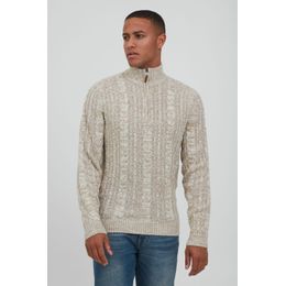 Troyer Blend "BHZotem", Jungen, Gr. XXL, bone wei&szlig;, Grobstrick, 100% Polyacryl, meliert, regular fit normal, ohne Ausschnitt, Pullover Troyer, Grobstrick-Troyer mit Stehkragen