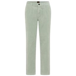 Cordhose BOSS Orange "Pleated", Herren, Gr. 34, L&auml;nge 32, open gr&uuml;n351, Cord, Obermaterial: 98% Baumwolle, 2% Elasthan, unifarben, gerade, unten schmal lang, Hosen Cordhose, tapered fit, Feincord-Qualit&auml;t, Bundfalte