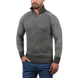 Troyer Blend "BHGrandolf", Herren, Gr. L, schwarz, Grobstrick, 100% Baumwolle, regular fit, ohne Ausschnitt, Raglanärmel, Pullover Troyer, Grobstrick-Troyer mit Stehkragen