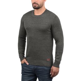 Strickpullover Blend "BHLars", Herren, Gr. XXL, pewter mix, Feinstrick, 50% Baumwolle, 50% Polyester, unifarben, regular fit, Rundhals, eingesetzt, Pullover Strickpullover, Strickpullover mit aufgestickten Ellenbogenpatches