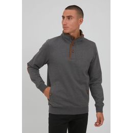 Troyer Blend "BHAchilias", Herren, Gr. S, pewter mix, Sweatware, 60% Baumwolle, 40% Polyester, unifarben, regular fit, ohne Ausschnitt, eingesetzt, Pullover Troyer, Sweatshirt mit Stehkragen