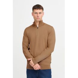 Troyer Blend "BHPullover", Herren, Gr. S, otter, 78% Viskose, 22% Polyester, unifarben, regular fit, ohne Ausschnitt, eng, Pullover Troyer, Stilvoller Troyer mit Reißverschluss