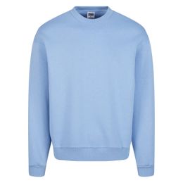 Rundhalspullover Urban Classics "Urban Classics Fluffy Crewneck", Damen, Gr. S, powderblau, 70% Baumwolle, 30% Polyester, unifarben, relaxed fit, Rundhals, Pullover Rundhalspullover