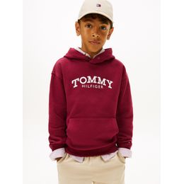 Tommy Hilfiger Jungen Kapuzensweatshirtrich cherry, Gr. 6, unifarben, Sweatware, Obermaterial: 80% Baumwolle, 20% Polyester, Sweatshirts