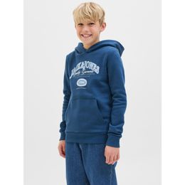Jack & Jones Jungen Kapuzensweatshirt "JJARI BRANDING SWEAT HOOD JNR"titan, Gr. 128, JACK & JONES JUNIOR, bedruckt, angeraute Sweatware, Obermaterial: 60%