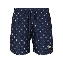 Badeshorts Urban Classics "Urban Classics Herren Pattern Swim Shorts", Herren, Gr. XXL, US-Gr&ouml;&szlig;en, anchor, navy, 100% Polyester, Badehosen Badeshorts