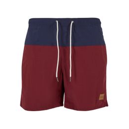 Badeshorts Urban Classics "Urban Classics Herren Block Swim Shorts", Herren, Gr. 4XL, US-Größen, nvy, burgundy, 100% Polyamid, Badehosen