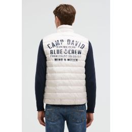 Steppweste CAMP DAVID, Herren, Gr. 4XL, wei&szlig;, Material: 100% Polyester, Futter: 100% Polyester, F&uuml;llung: 100% Polyester, bedruckt, regular fit normal, Westen Steppweste, mit elastischem Saumabschluss