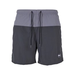 Badeshorts Urban Classics "Urban Classics Herren Block Swim Shorts", Herren, Gr. M, US-Größen, schwarzbird, asphalt, 100% Polyamid, Badehosen Badeshorts