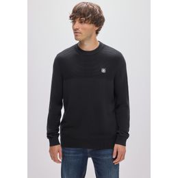 Street One MEN Herren Rundhalspulloverschwarz, Gr. L, unifarben, Web, 100% Baumwolle, Pullover, aus reiner Baumwolle